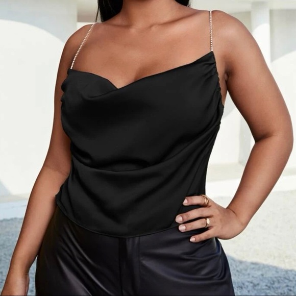 SHEIN | Tops | Plus Size Shein Open Back Satin Tank | Poshmark